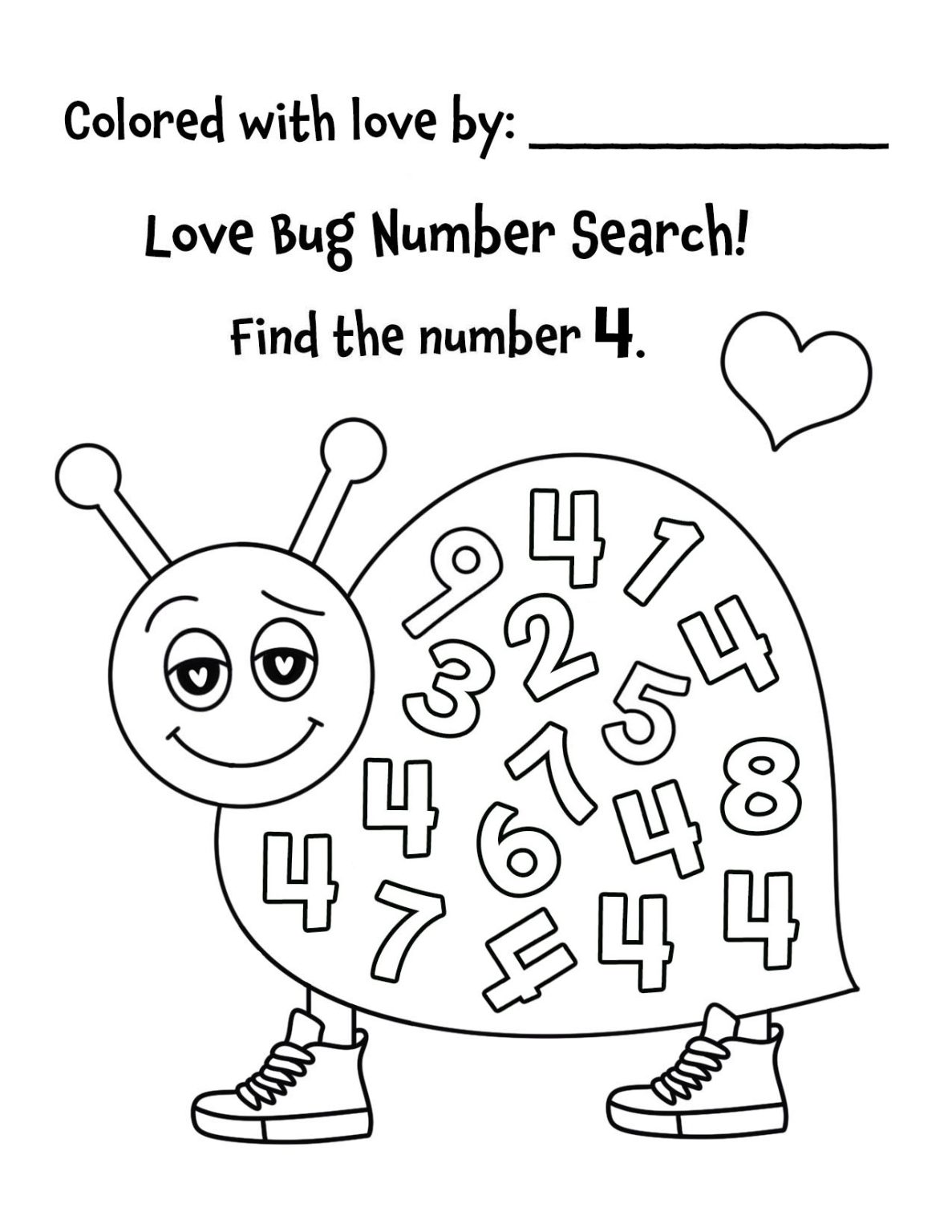 Free Love Bug Number Search Printables For Preschool! ⋆ The Hollydog Blog