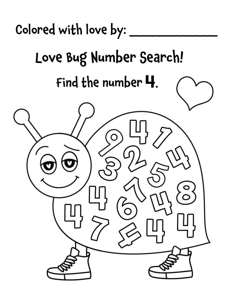 Free Love Bug Number Search Printables For Preschool! ⋆ The Hollydog Blog