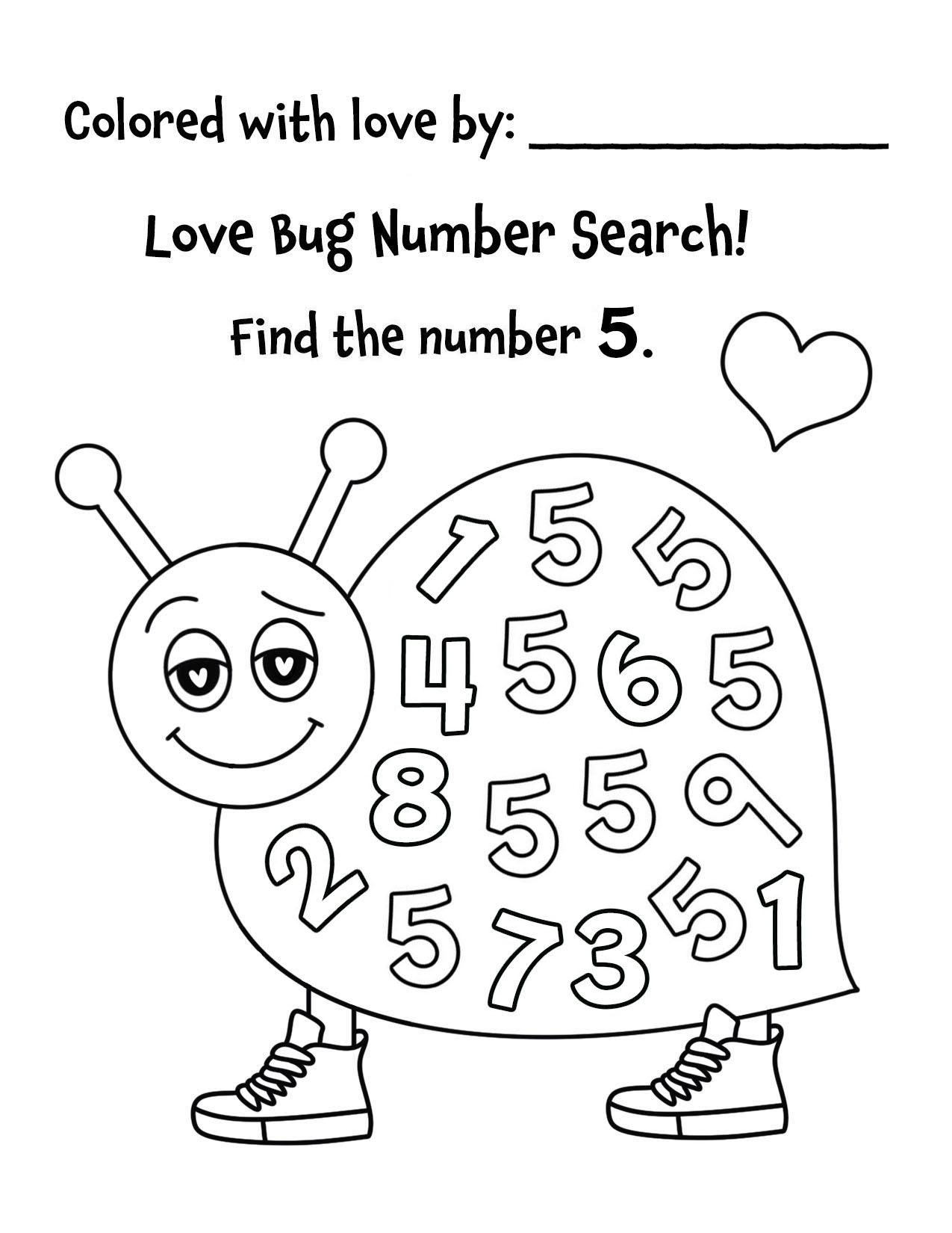 Free Love Bug Number Search Printables For Preschool! ⋆ The Hollydog Blog