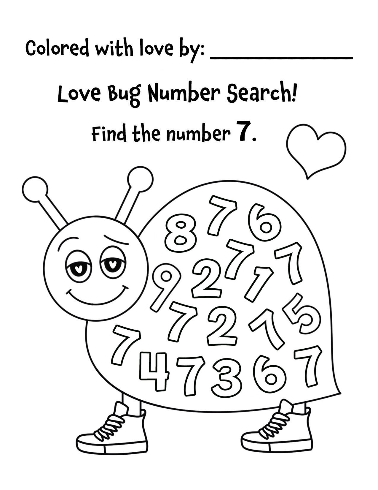 Free Love Bug Number Search Printables For Preschool! ⋆ The Hollydog Blog