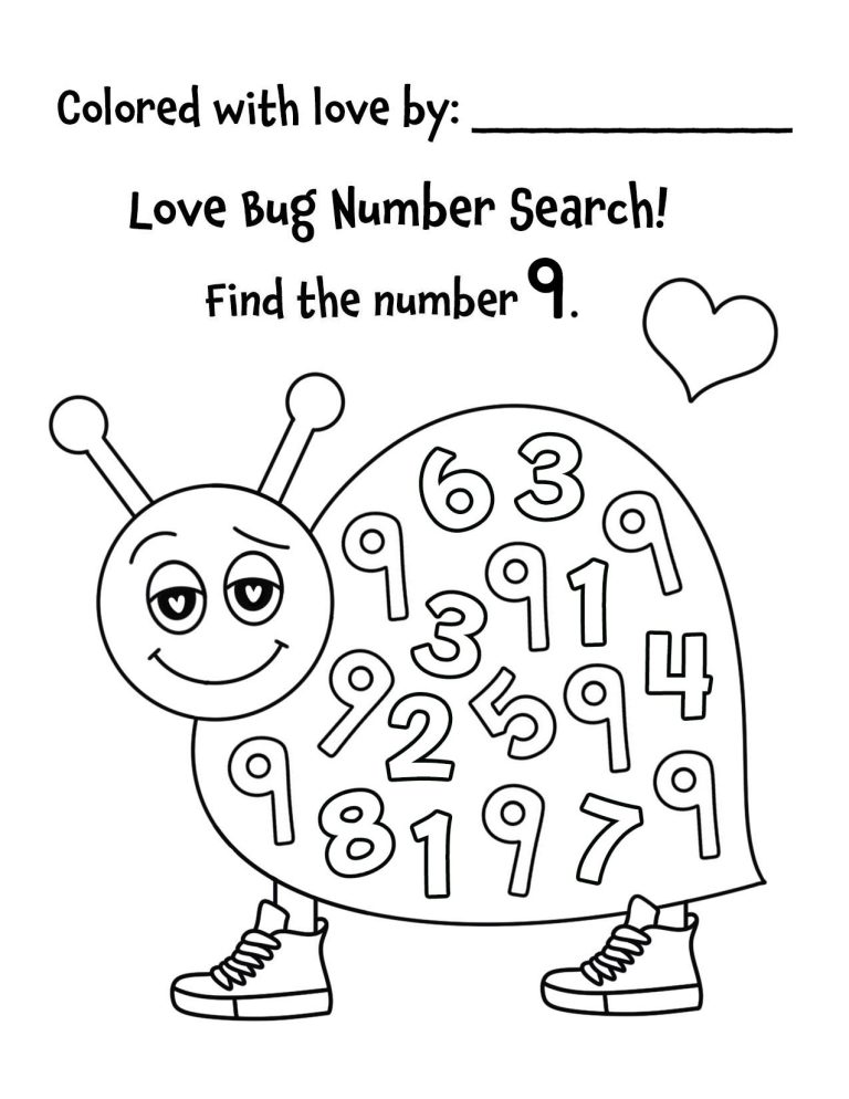 Free Love Bug Number Search Printables For Preschool! ⋆ The Hollydog Blog