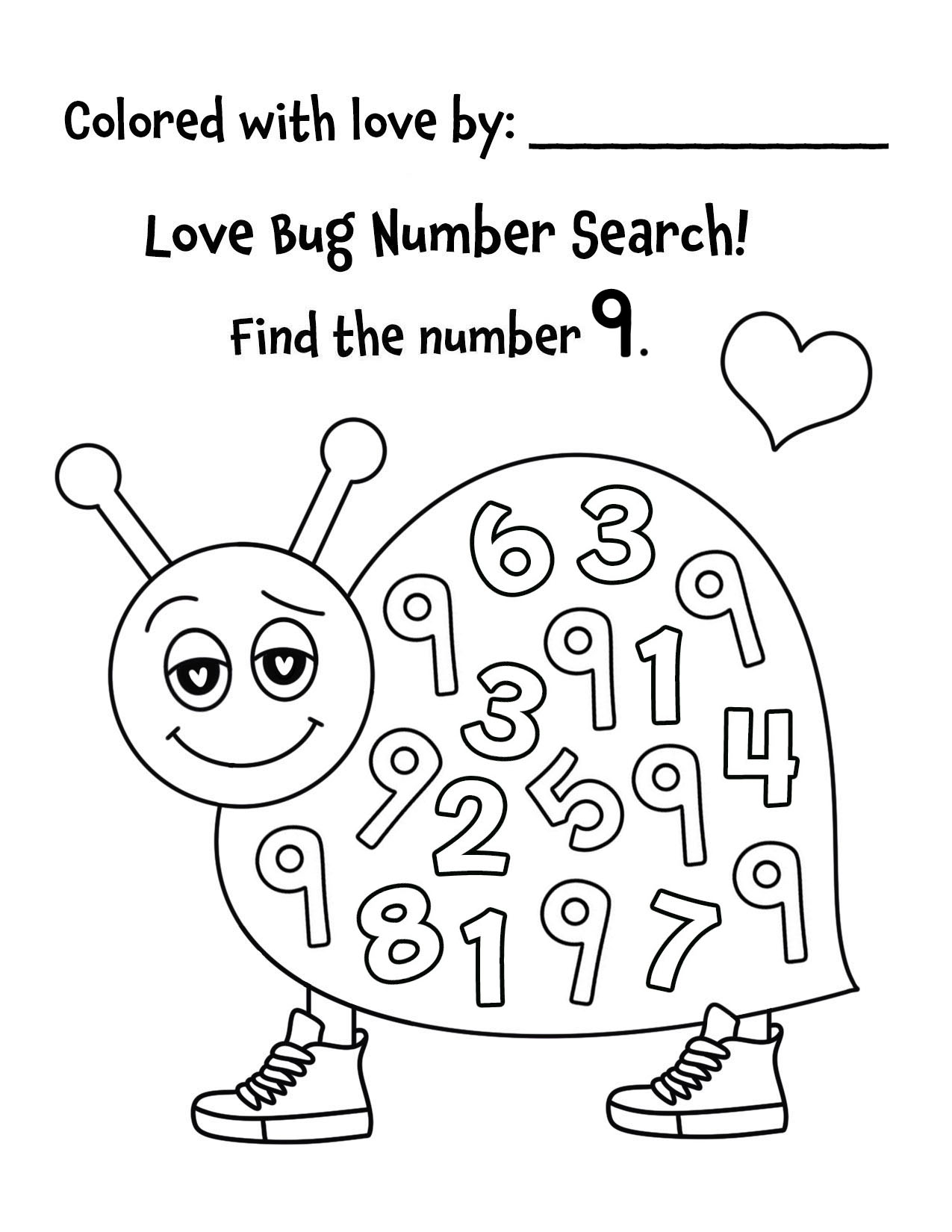 Free Love Bug Number Search Printables For Preschool! ⋆ The Hollydog Blog