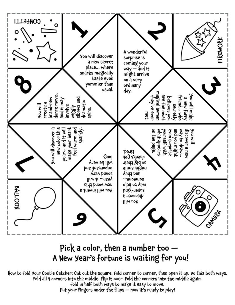 Free New Year’s Fortune Teller Cootie Catcher Printable for Kids! ⋆ The ...