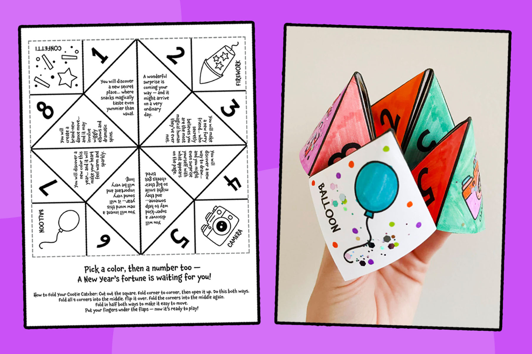 Free New Year’s Fortune Teller Cootie Catcher Printable for Kids! ⋆ The ...