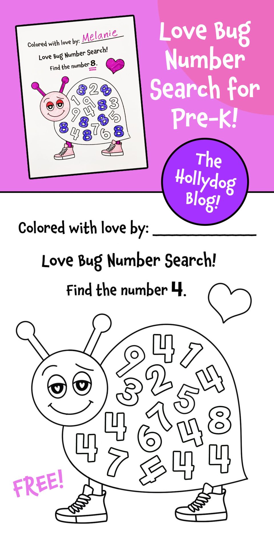Free Love Bug Number Search Printables For Preschool! ⋆ The Hollydog Blog