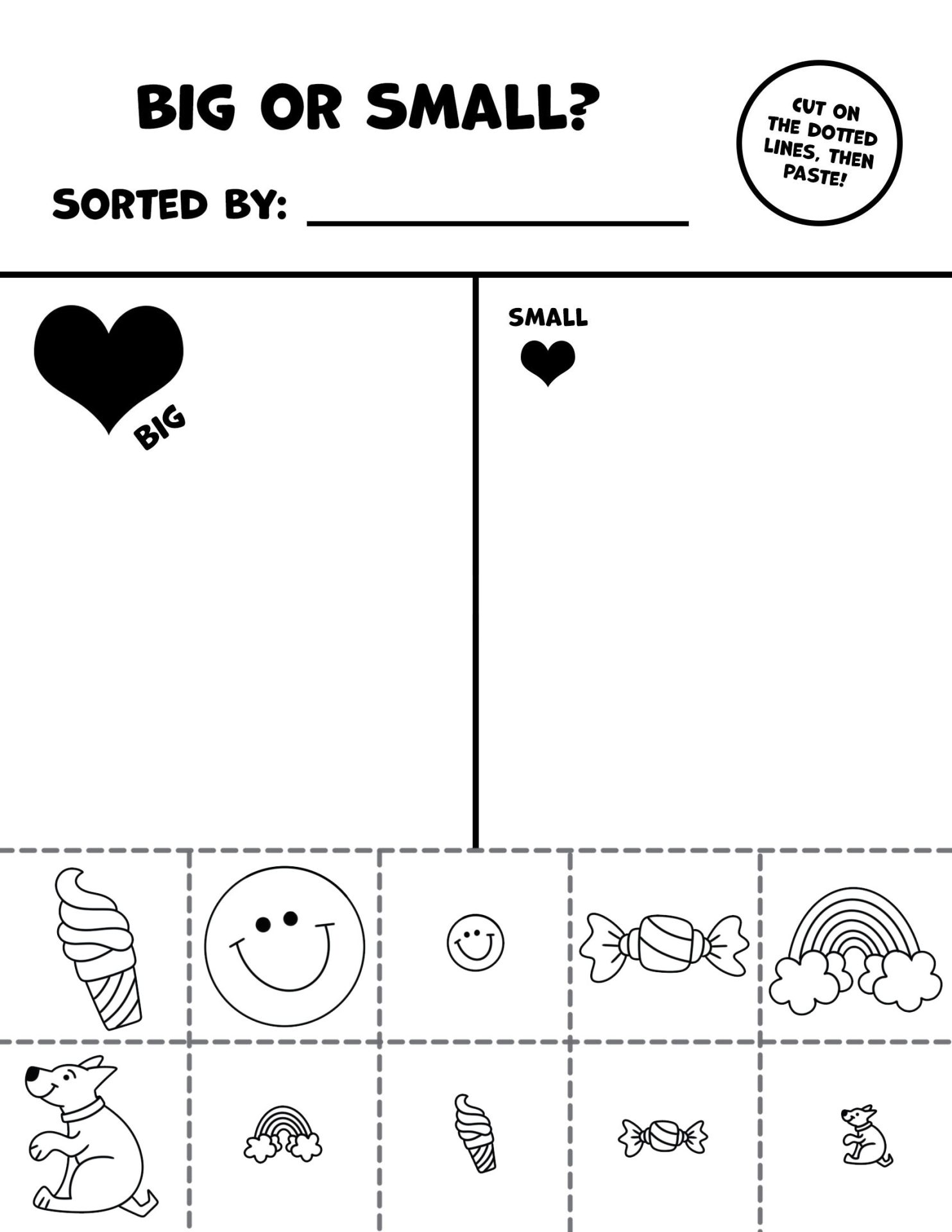 Free Big or Small Worksheets for Preschool | Hollydog ⋆ The Hollydog Blog