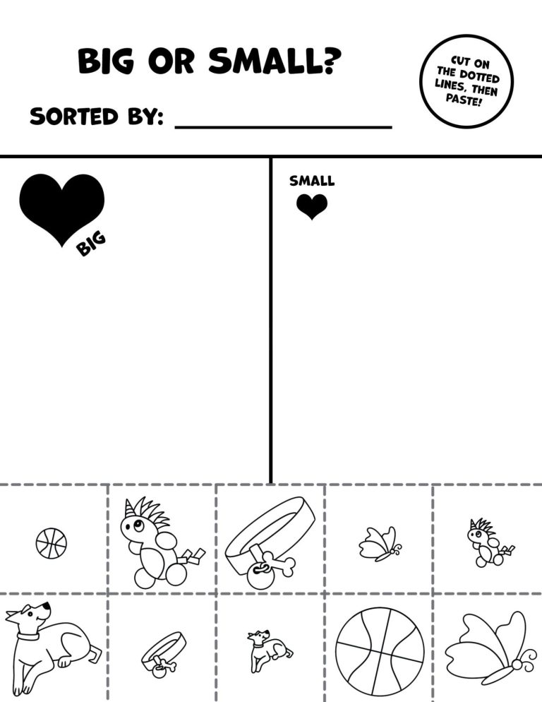 Free Big or Small Worksheets for Preschool | Hollydog ⋆ The Hollydog Blog