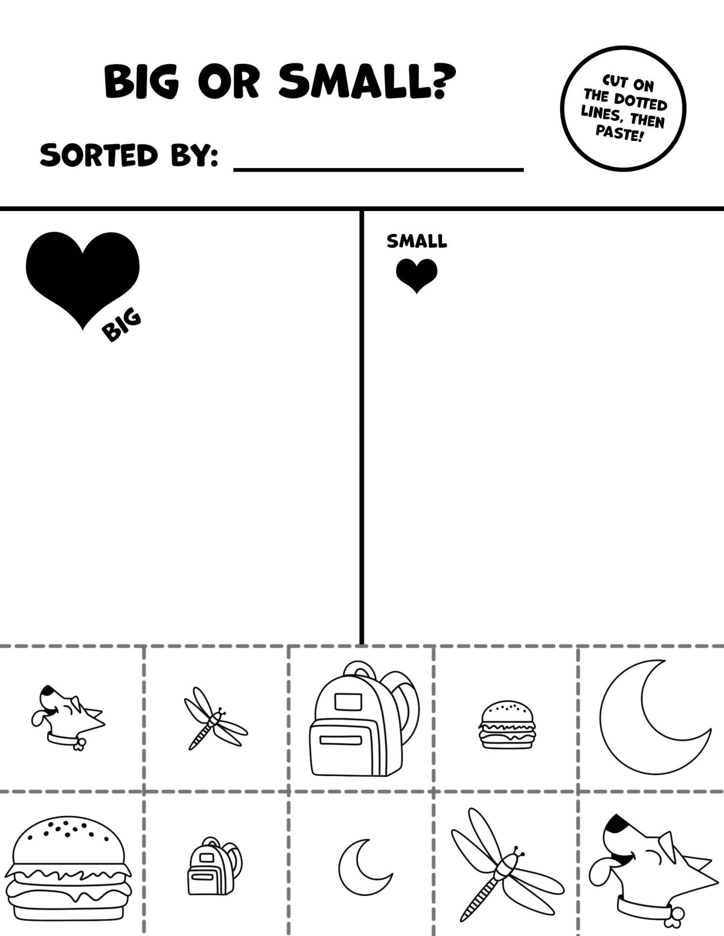 Free Big or Small Worksheets for Preschool | Hollydog ⋆ The Hollydog Blog