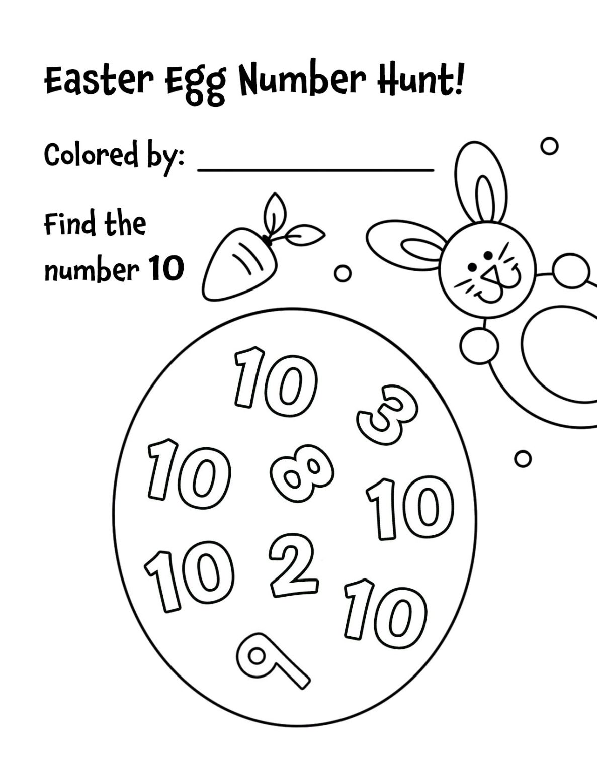 Free Easter Egg Number Hunt Worksheets for Preschool (1–10) ⋆ The ...