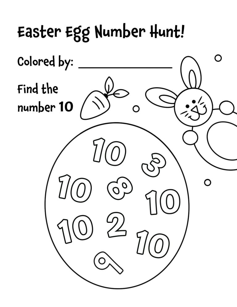 Free Easter Egg Number Hunt Worksheets for Preschool (1–10) ⋆ The ...