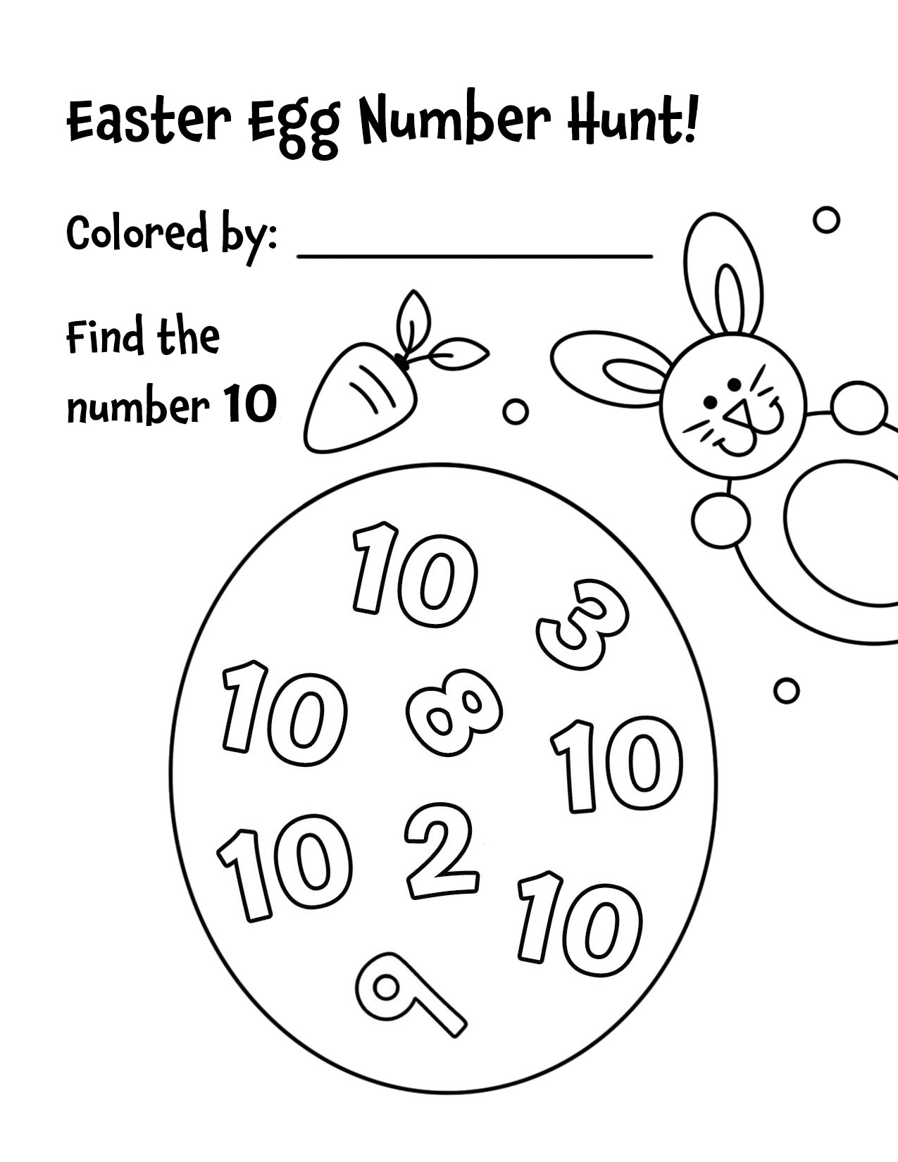 Free Easter Egg Number Hunt Worksheets for Preschool (1–10) ⋆ The ...