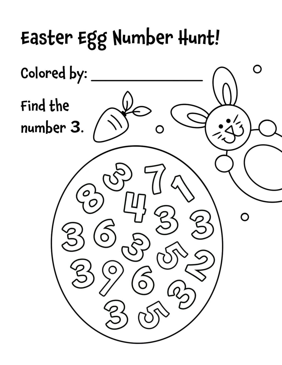 Free Easter Egg Number Hunt Worksheets for Preschool (1–10) ⋆ The ...