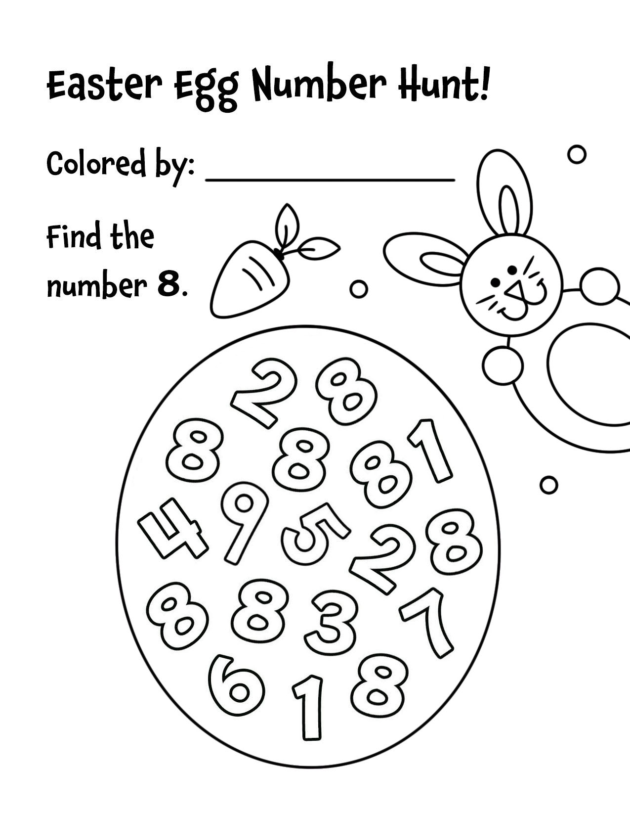 Free Easter Egg Number Hunt Worksheets for Preschool (1–10) ⋆ The ...