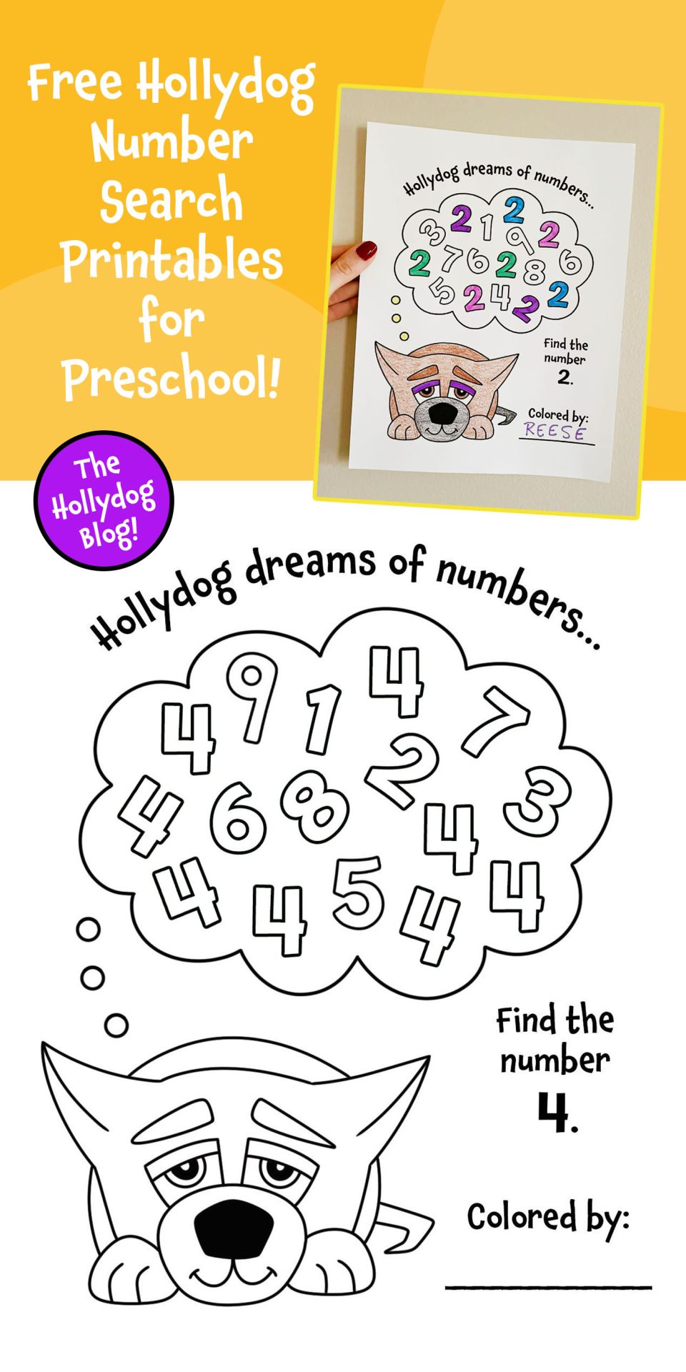 Free Hollydog Number Search Printables 1–10 for Preschool! ⋆ The ...