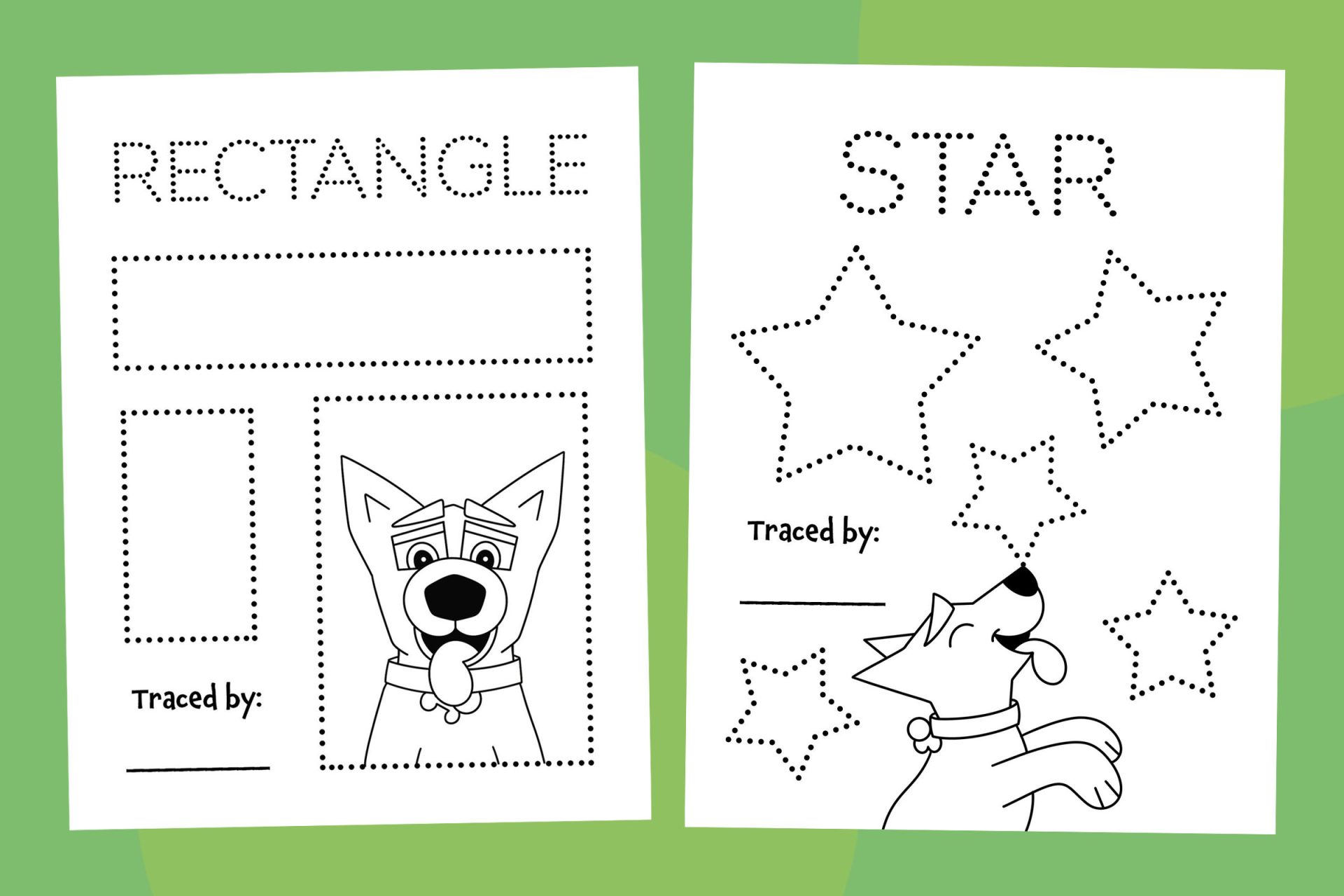 Free Hollydog Shape Tracing Worksheets for Preschool! ⋆ The Hollydog Blog