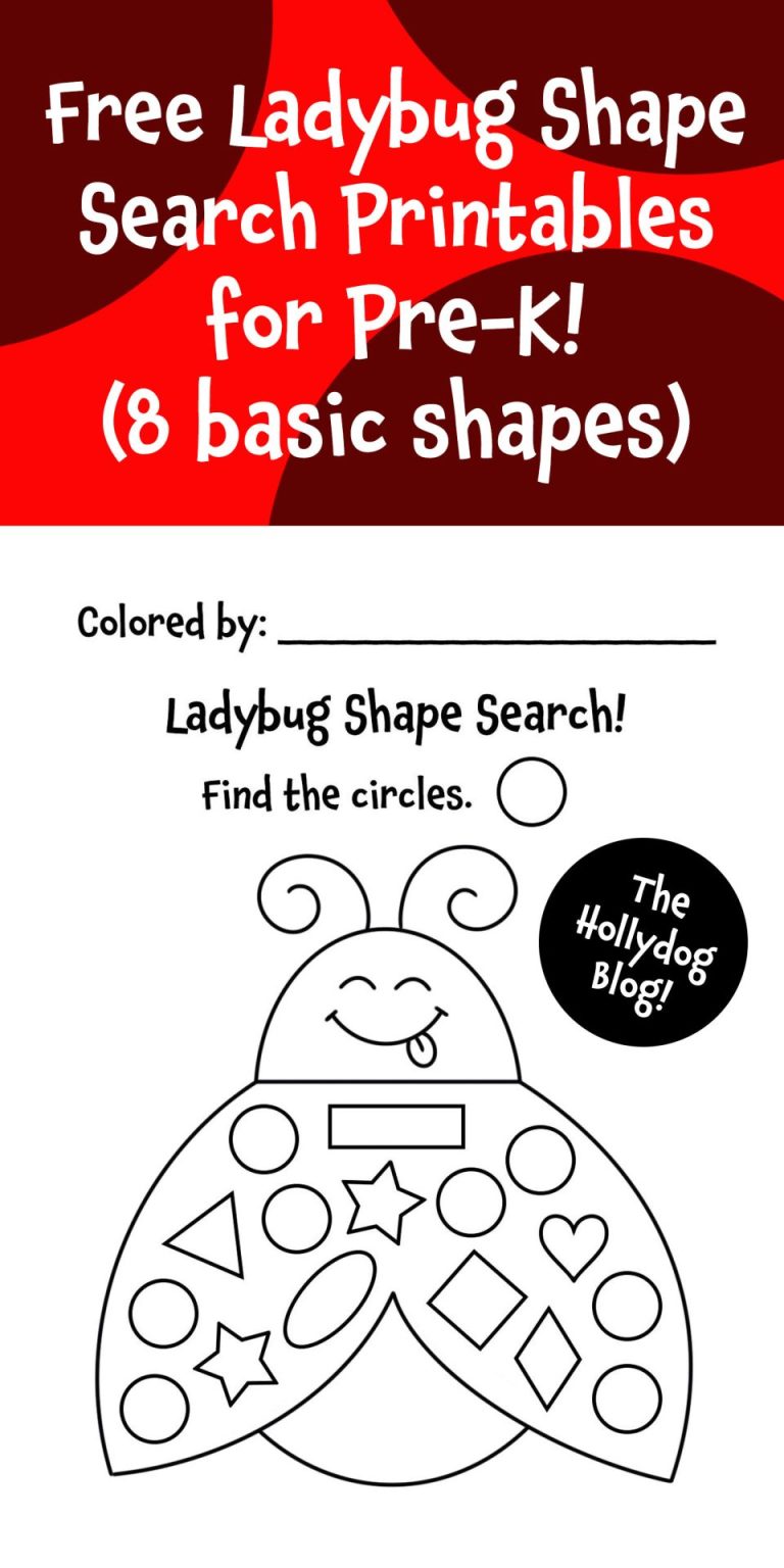 Free Ladybug Shape Search Worksheets for Preschool (8 Basic Shapes) ⋆ ...