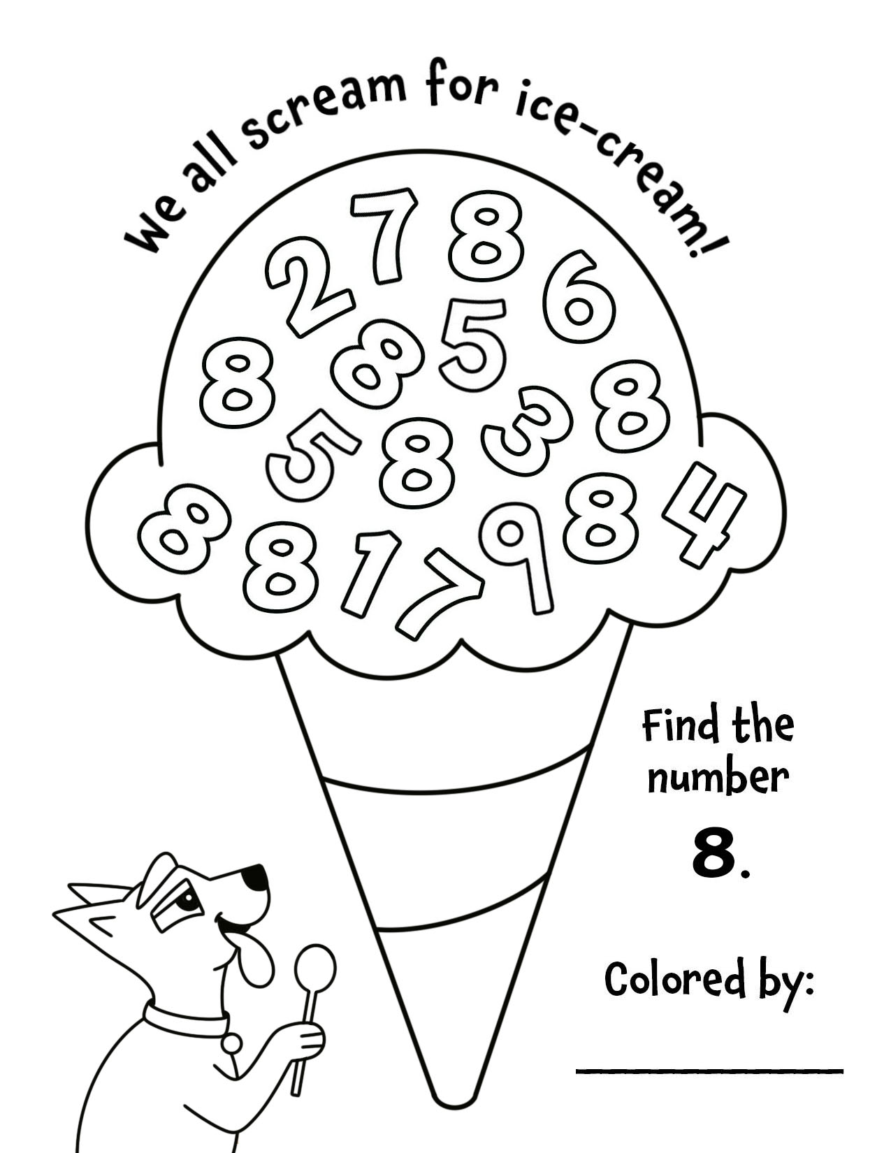 Free Summer Ice Cream Number Hunt Worksheets for Preschool (1–10) ⋆ The ...