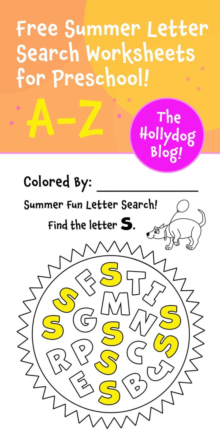 Free Summer Sunshine Letter Search Worksheets for Preschool (A–Z) ⋆ The ...