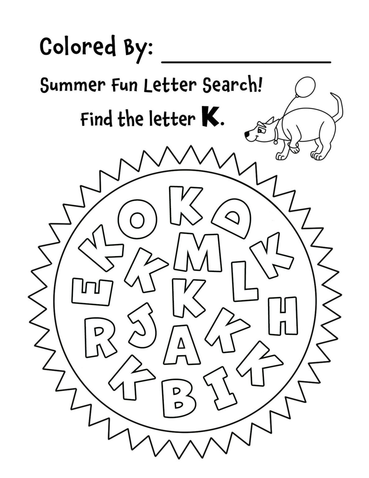 Free Summer Sunshine Letter Search Worksheets for Preschool (A–Z) ⋆ The ...
